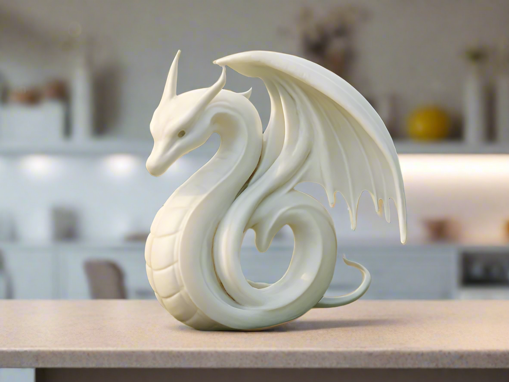 Detailed White Dragon Figurine for Fantasy Collectors – Celestial Crafts