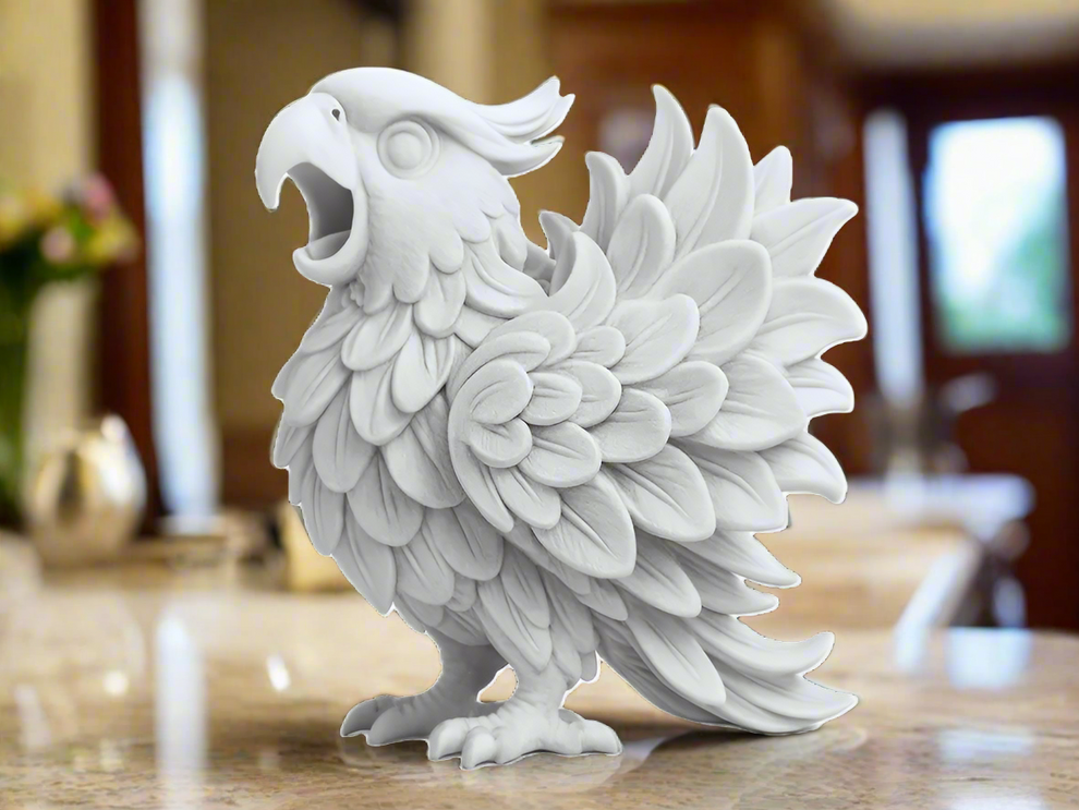 White Screaming Parrot Figurine: Unique Bird Decor – Celestial Crafts