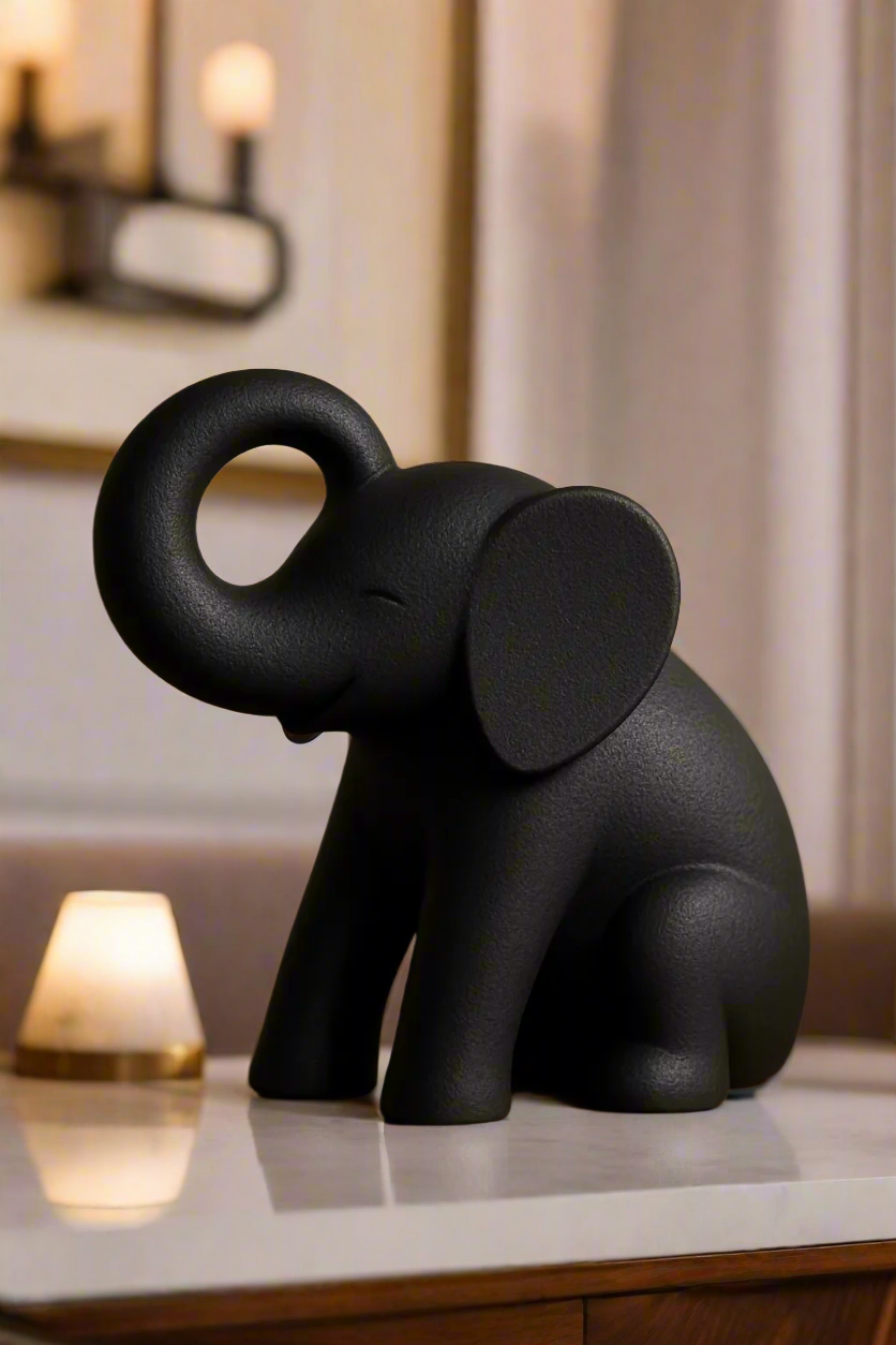 Rustic Elephant Figurine – Ideal for Shelf or Tabletop – Celestial Crafts