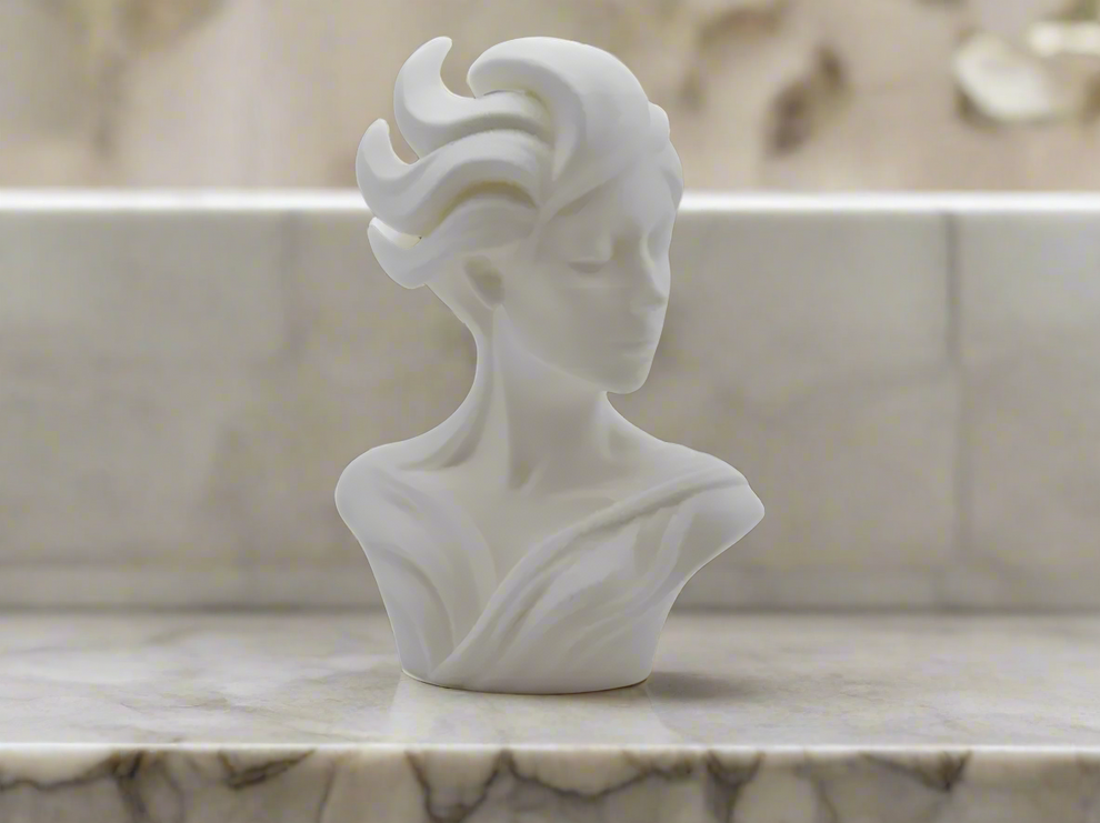 Whispers of Wind Modern Female Bust Sculpture – Elegant 3D Printed Dec – Celestial Crafts