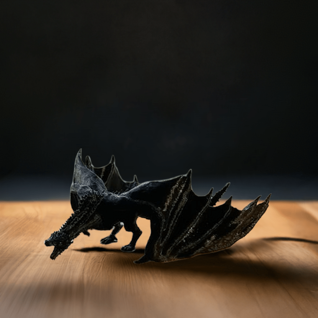 Striking Black Dragon Sculpture - Majestic Fantasy Decor - Celestial Crafts