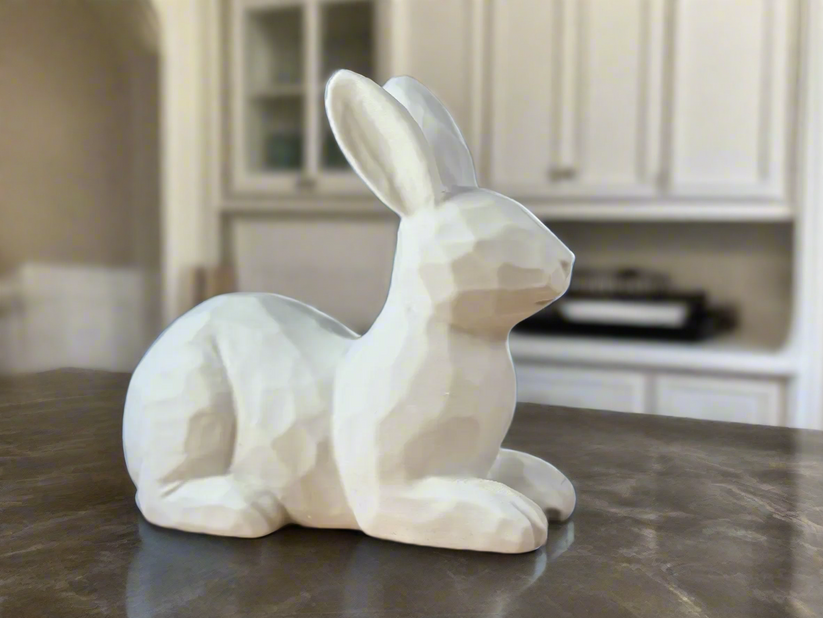 White Geometric Bunny Figurines: Modern Easter Decor – Celestial Crafts